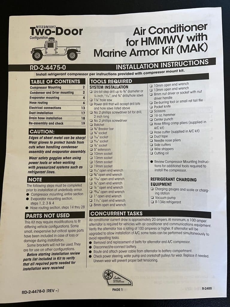 Red Dot RD-2-4475-0 HMMWV Air Conditioning Unit – Military Truck Depot