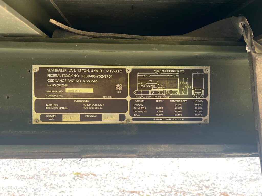 2013 M129A1C Van Semitrailer – Military Truck Depot